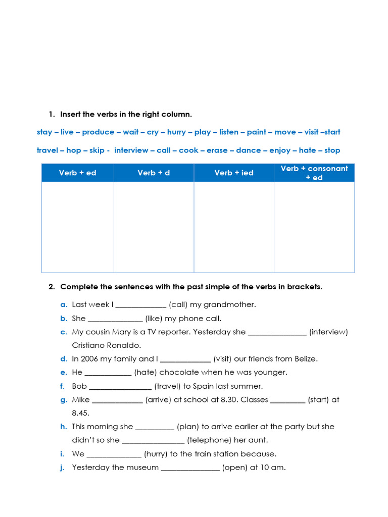 297815379-4-4-Ficha-de-Trabalho-Past-Simple-Regular-Verbs-1 | PDF 297815379-4-4-Ficha-de-Trabalho-Past-Simple-Regular-Verbs-1 | PDF