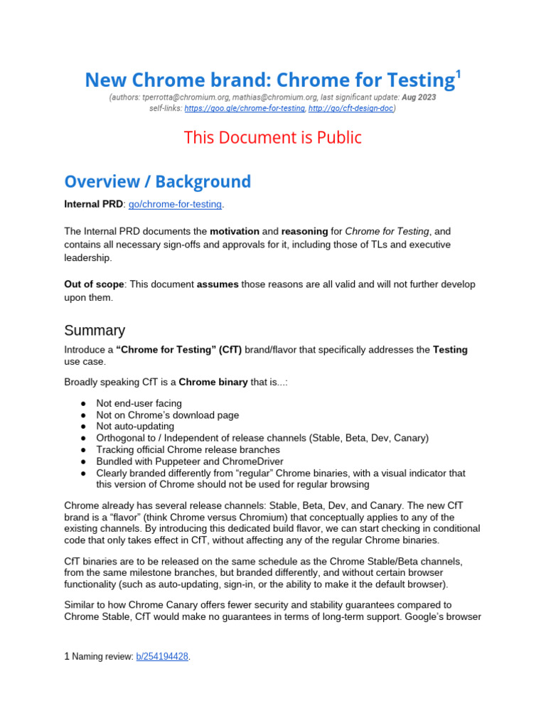 (Public) New Chrome Brand - Chrome For Testing (Https - Goo - Gle ...