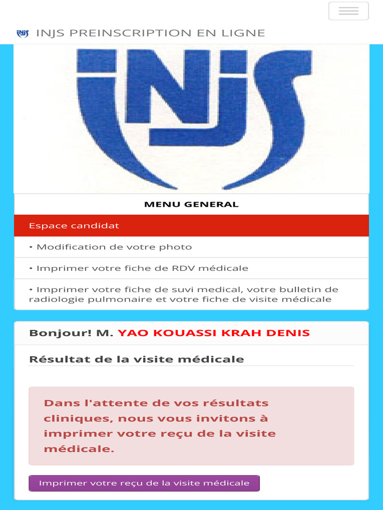 INJS - Préinscription en Ligne | PDF