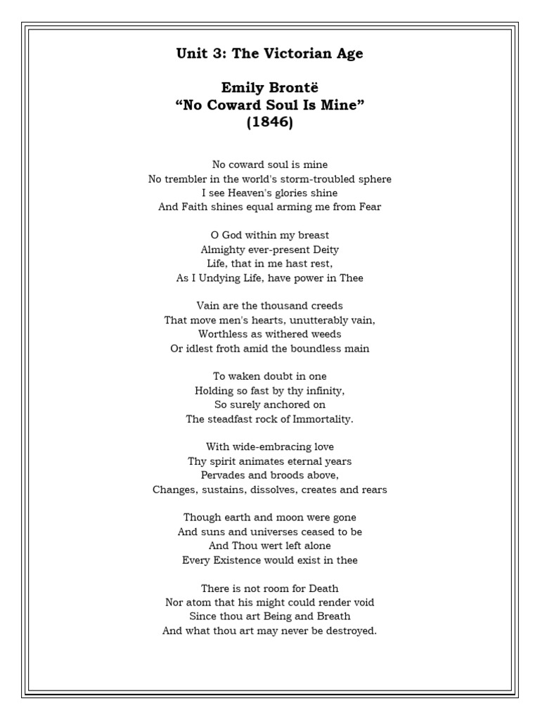 No Coward Soul Is Mine - Emily Brontë Poem | PDF