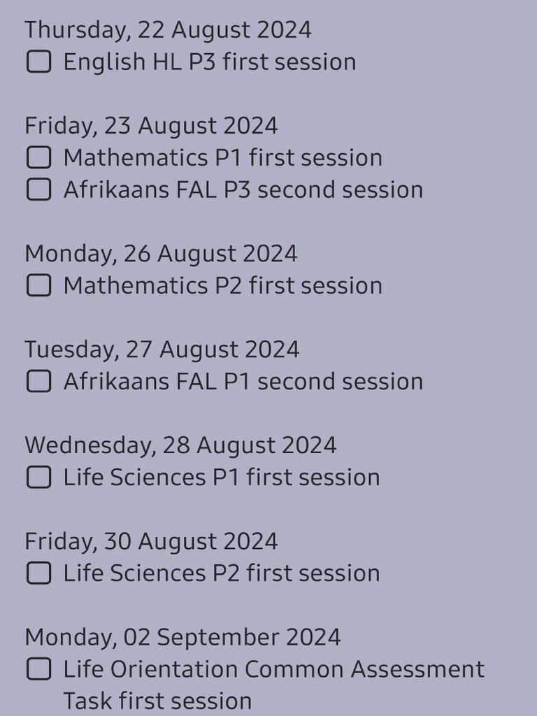 Trial Timetable - 2024 | PDF