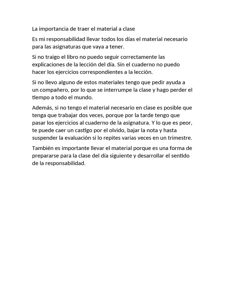 La Importancia de Traer El Material A Clase | PDF
