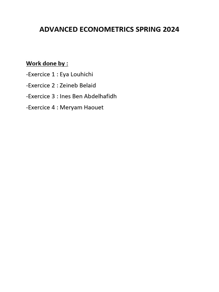 Advanced Econometrics Homework (2) | PDF