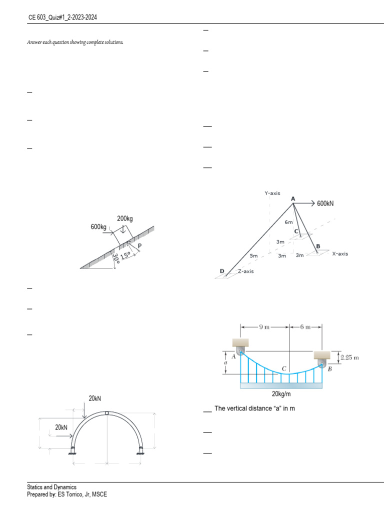 CE-603_Quiz1_2-2023-2024 | PDF