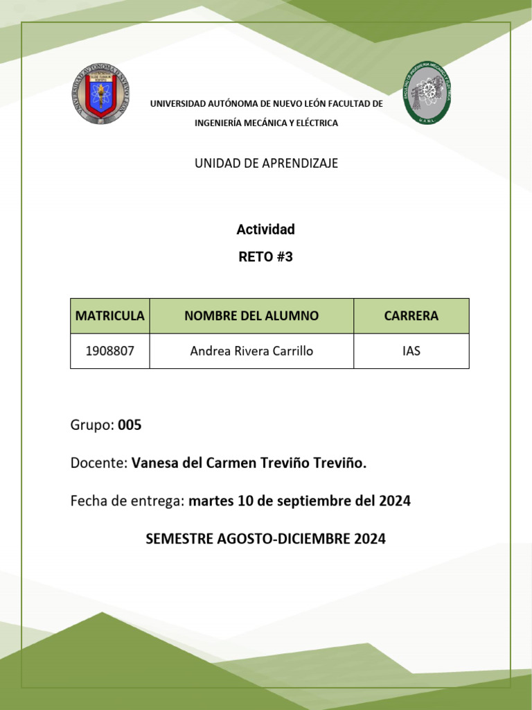 Reto3 - Rivera Carrillo Andrea - 1908807 | PDF