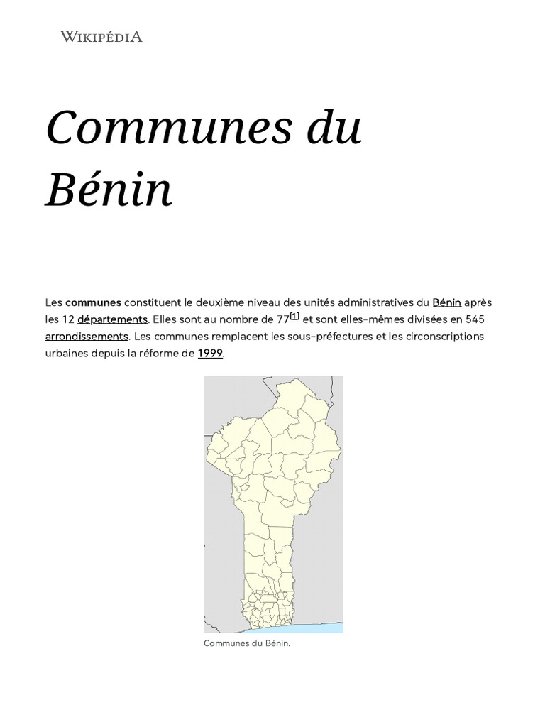 Départements et Communes du Bénin | PDF | Théorie (échecs) | Échecs