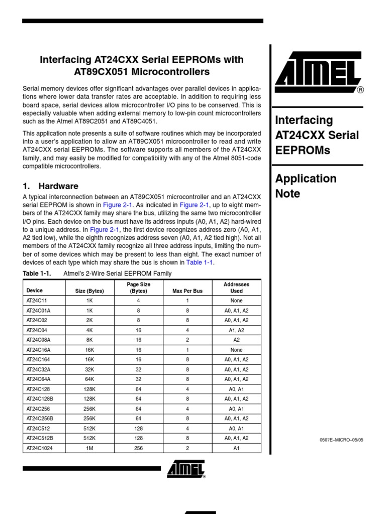Interfacing AT24CXX Serial EEPROMs With AT89CX051 MCU | PDF | Microcontroller | Manufactured Goods