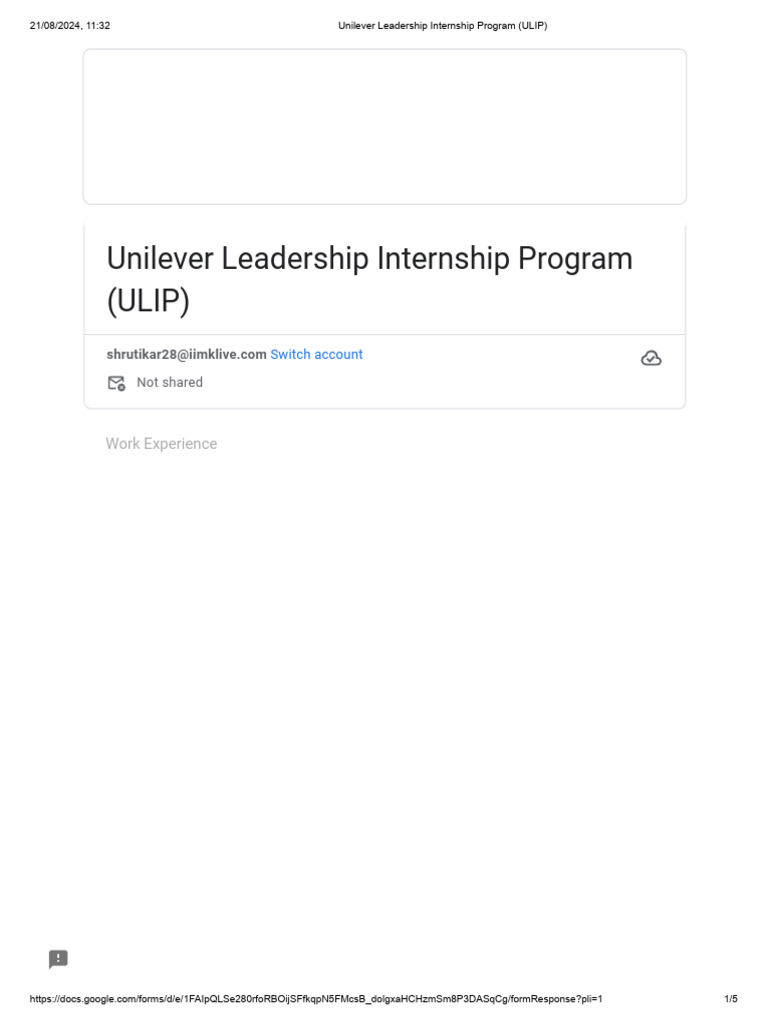 Unilever Leadership Internship Program (ULIP) 2 | PDF