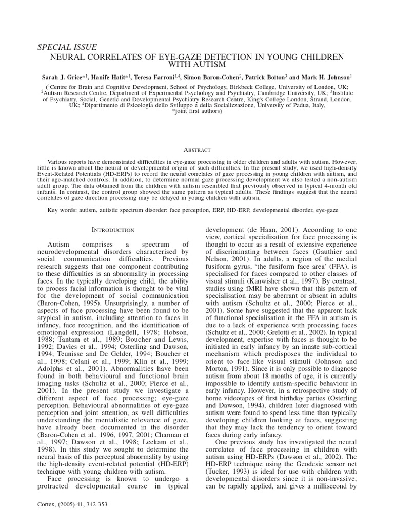 Neural Correlates of Eye Gaze Detection | PDF