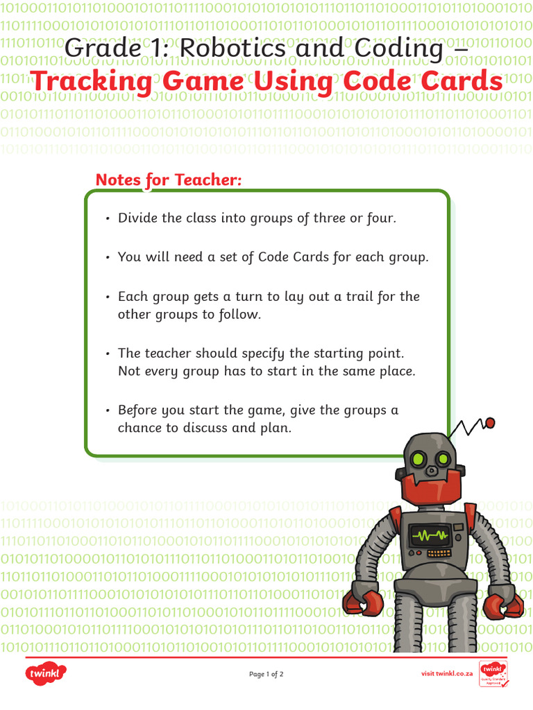 Coding and Robotics Tracking Game Using Code Cards Colour | PDF