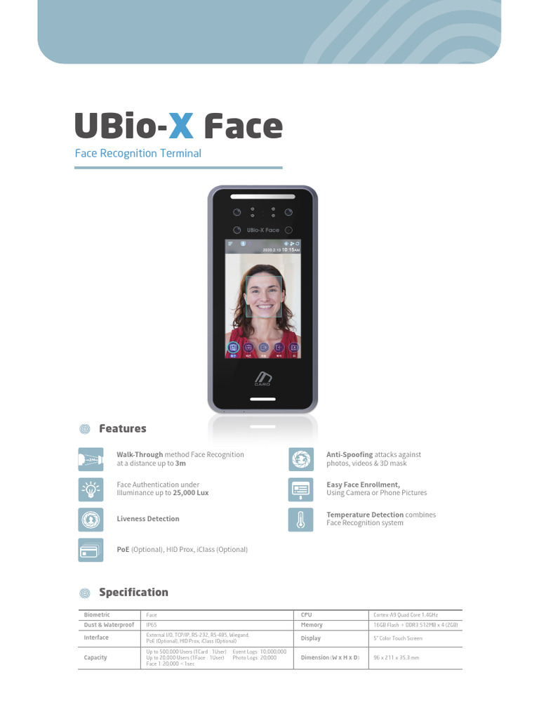 UBio-X Face | PDF