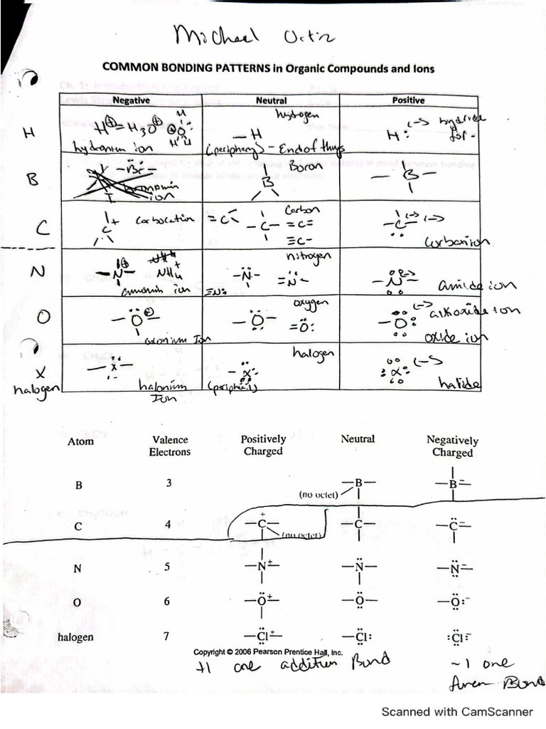 CHM - 2210 HW #4 Assignment Chapter 1 - Common Bonding Patterns | PDF