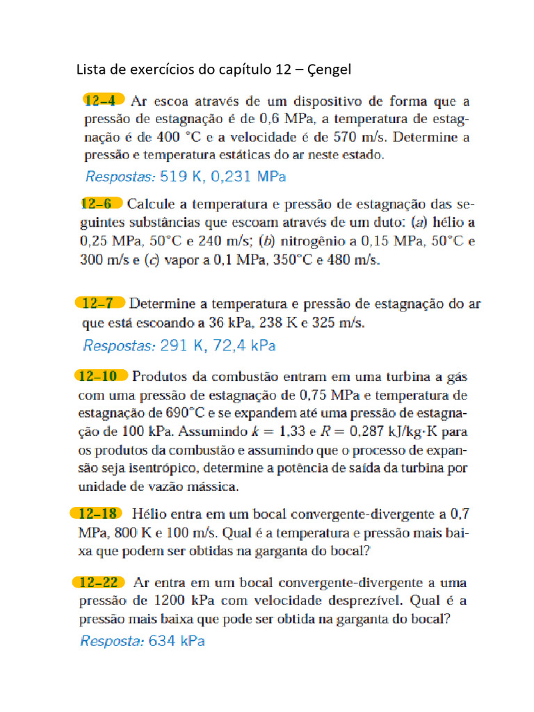 Lista de Exercícios Do Capítulo 12 | PDF