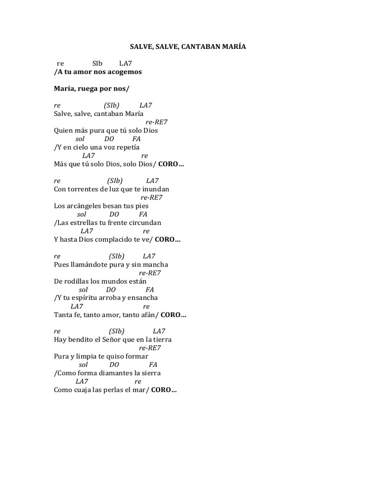 Salve, Salve, Cantaban María | PDF