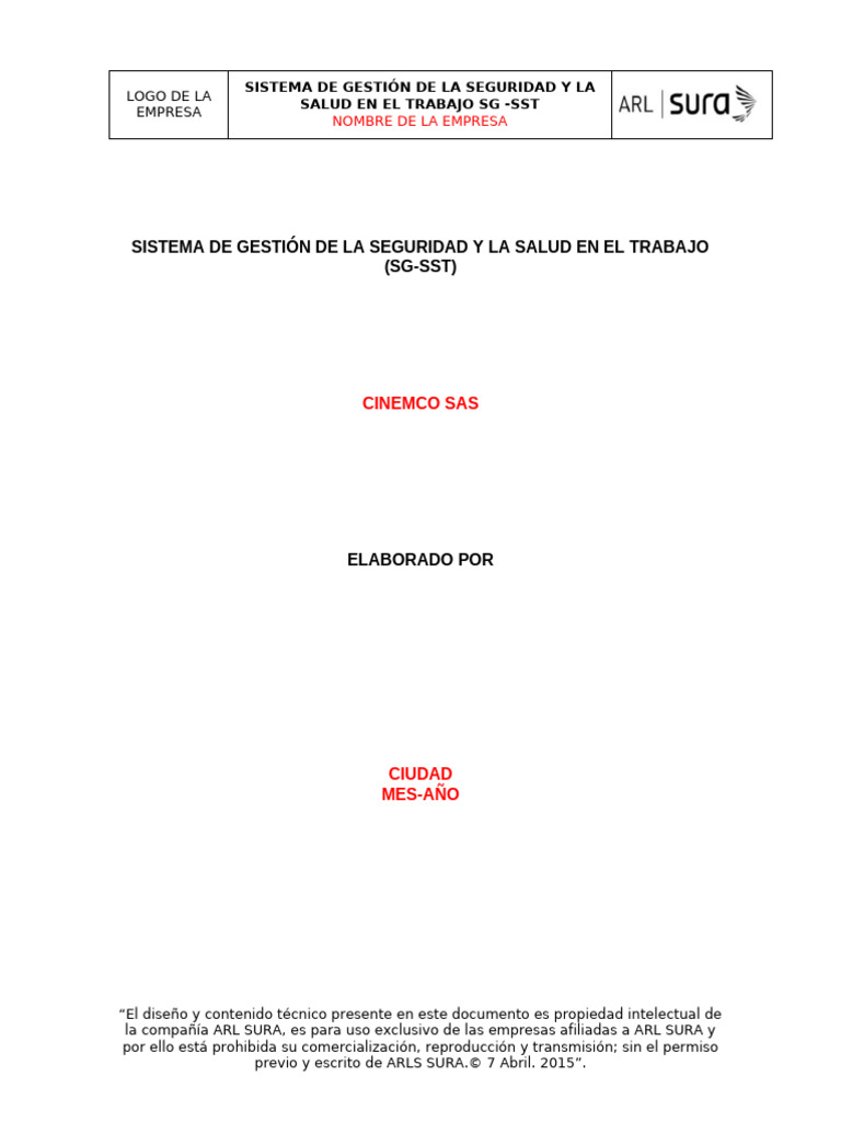 Anexo 6 - Documento SG SST | PDF