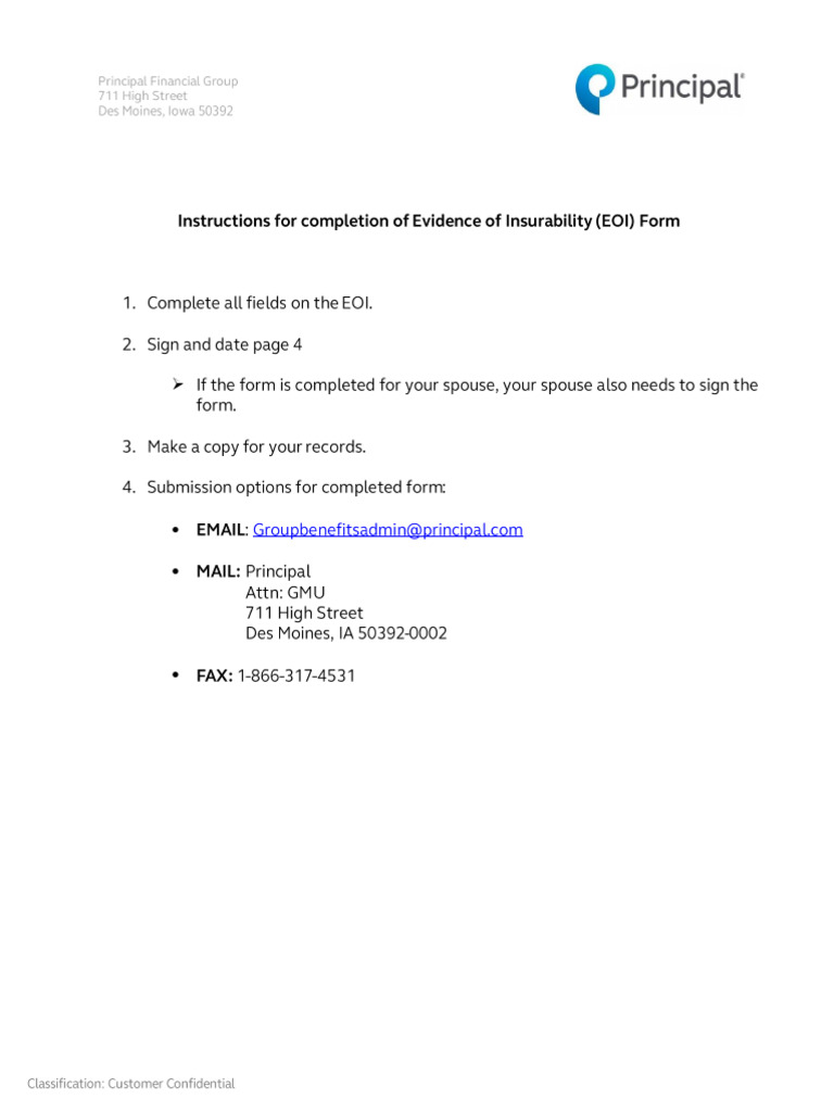 EOI (ENGLISH) - Principal - Mailing Instructions | PDF