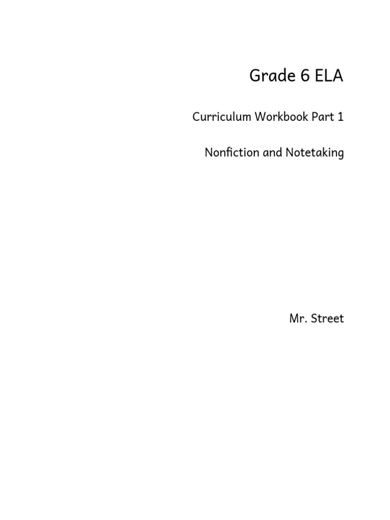 ELA GR 6 Whole Year Workbook | PDF