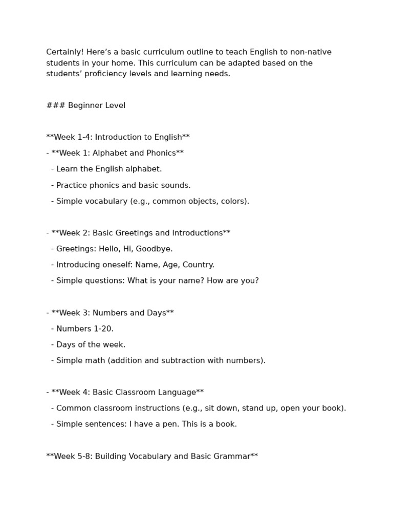 Curriculum Basílio Language Learning Centre | PDF