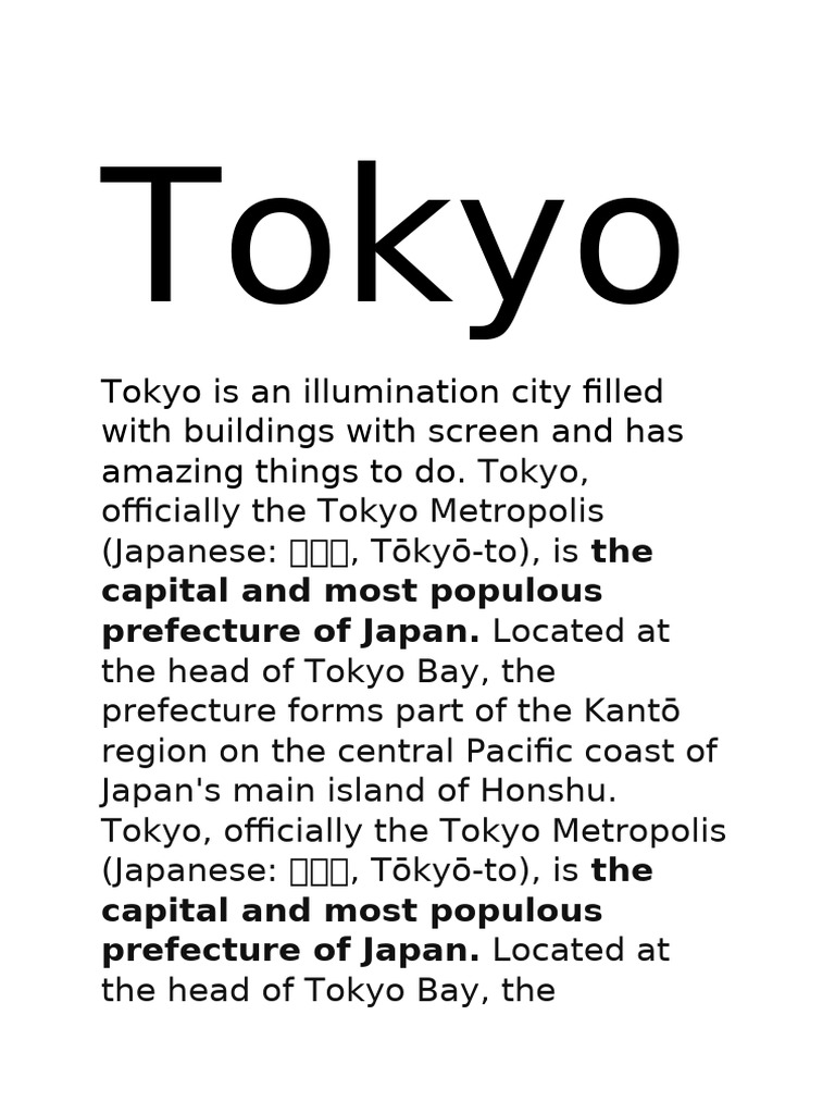 Tokyo Work | PDF
