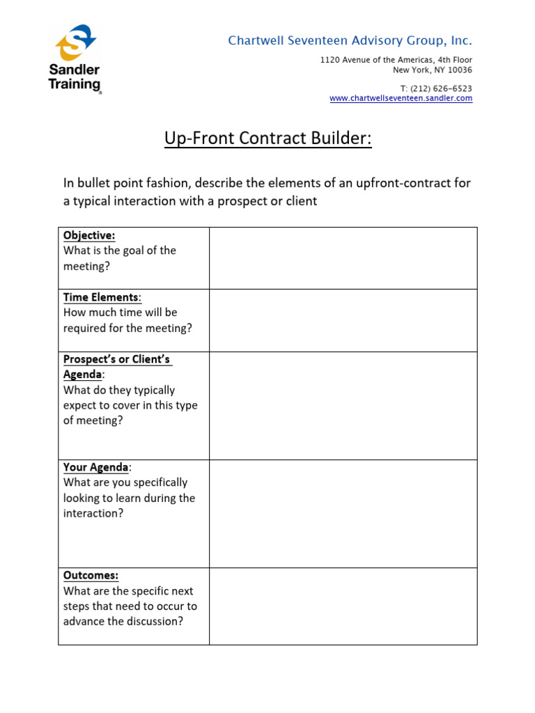 Up-Front Contract Builder | PDF