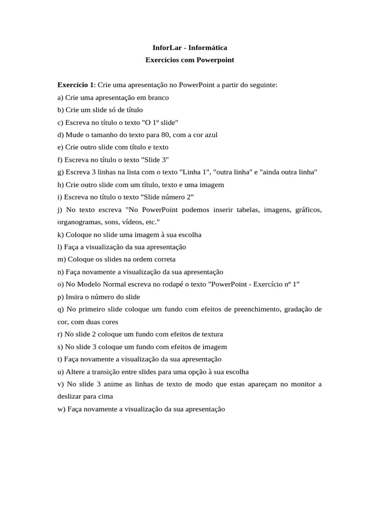 Exercicios PowerPoint | PDF Exercicios PowerPoint | PDF