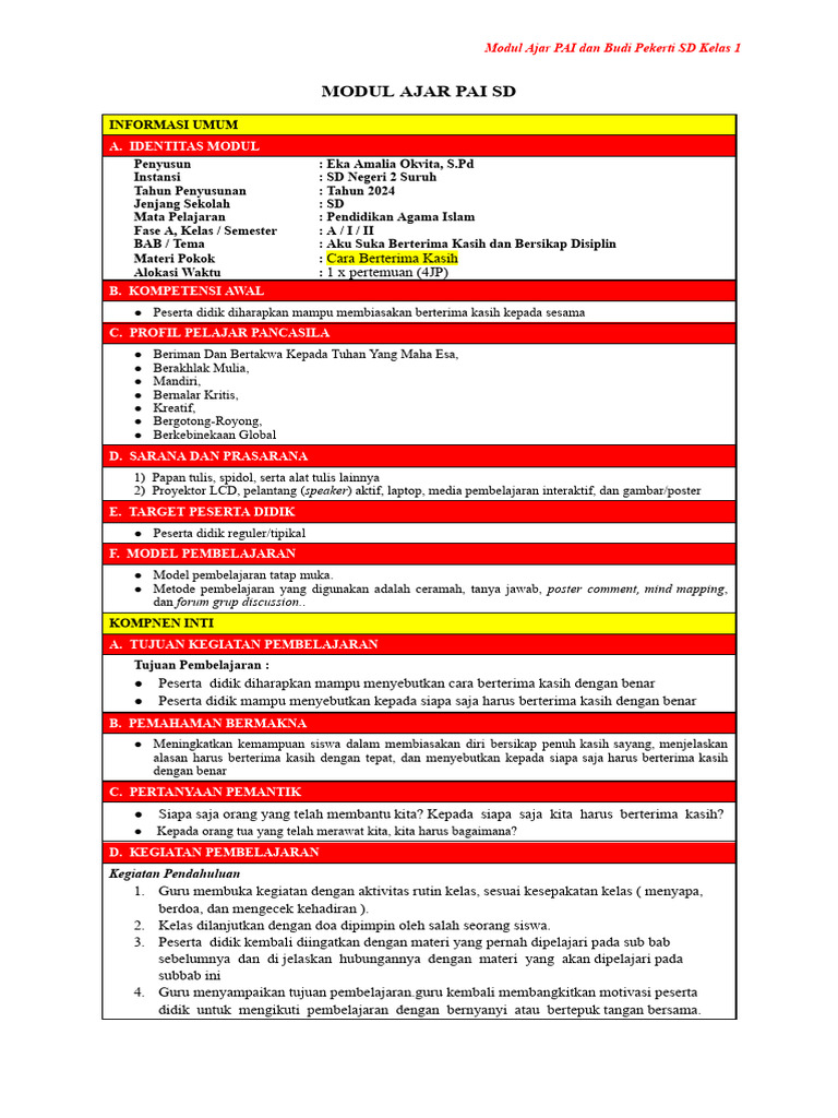 Modul Ajar Kls 1 Bab 8 Observasi | PDF