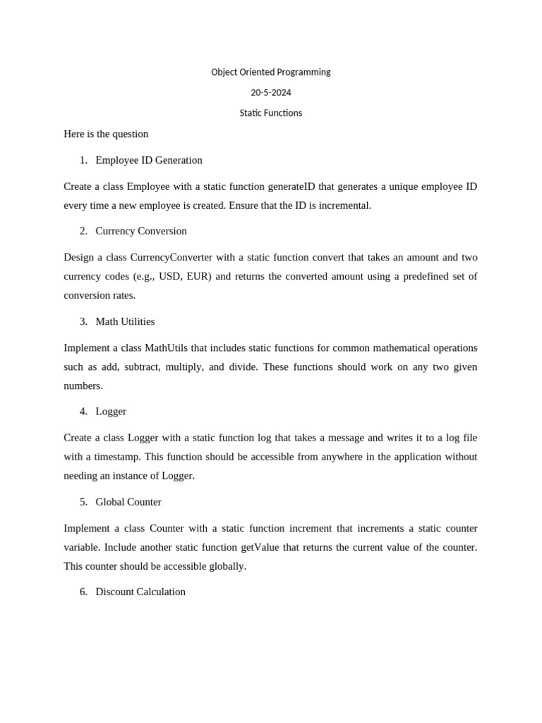 Static Function | PDF