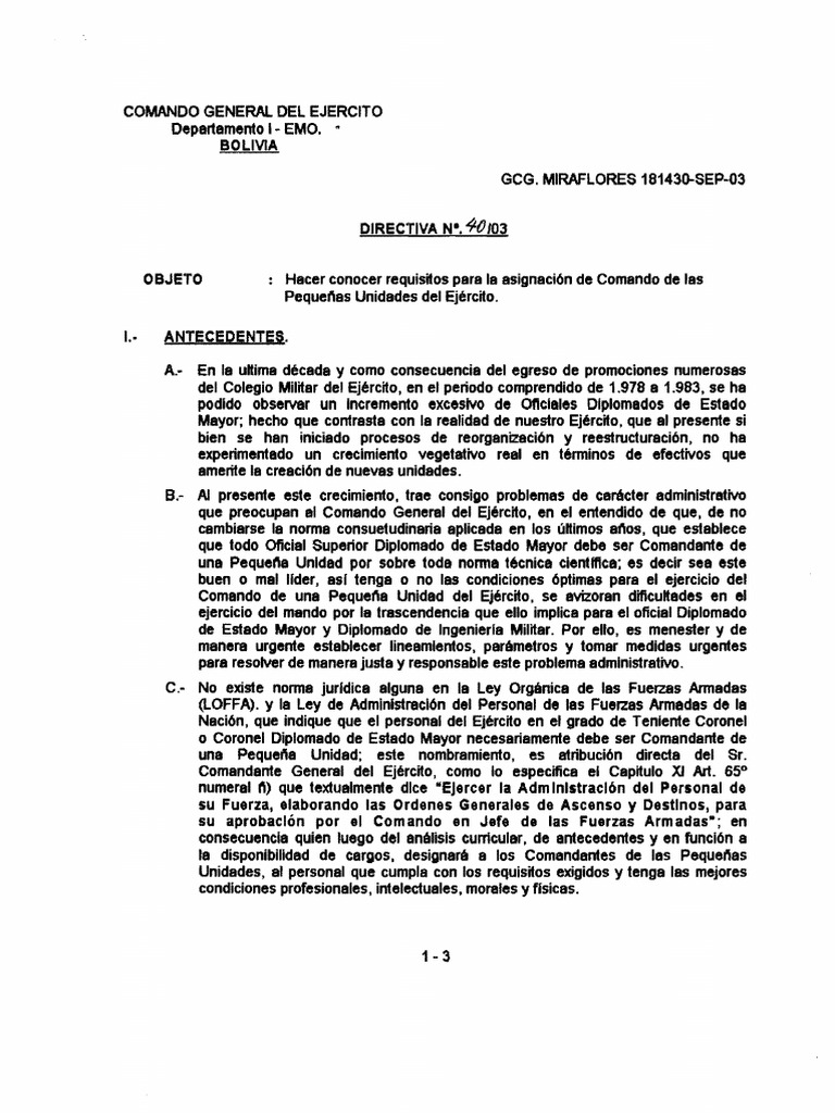 9 HACER CONOCER REQUISITOS PARA LA ASIGNACIÓN DE COMANDO DE LAS ...