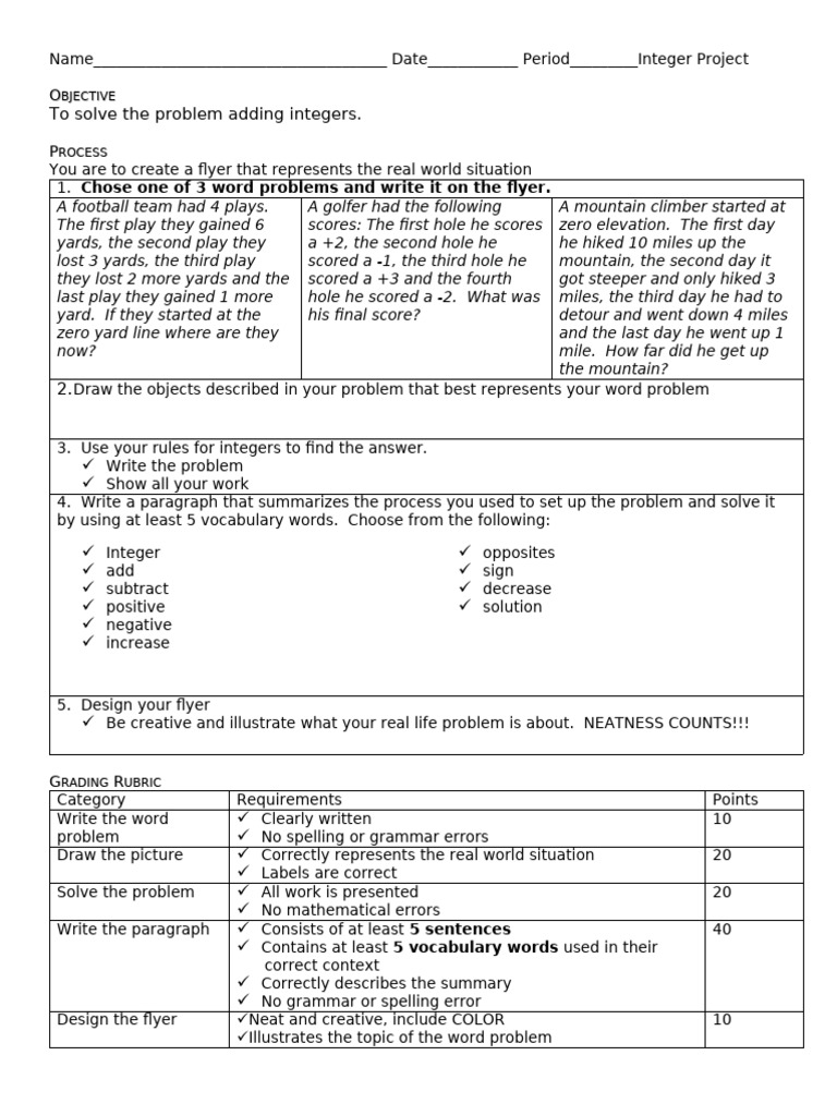 IntegersMiniPosterProject 1 | PDF