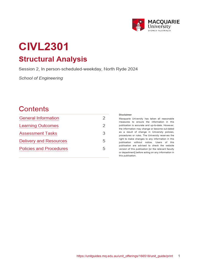 Unit - Guide - CIVL2301 - 2024 - Session 2, in Person-Scheduled-Weekday ...