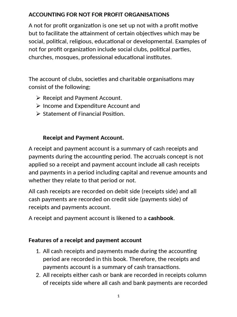 Accounting For Not For Profit Organisations | PDF