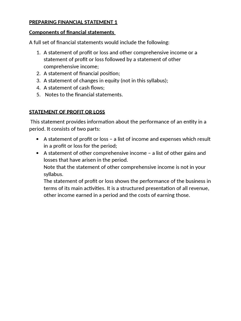 Components of Financial Statements | PDF