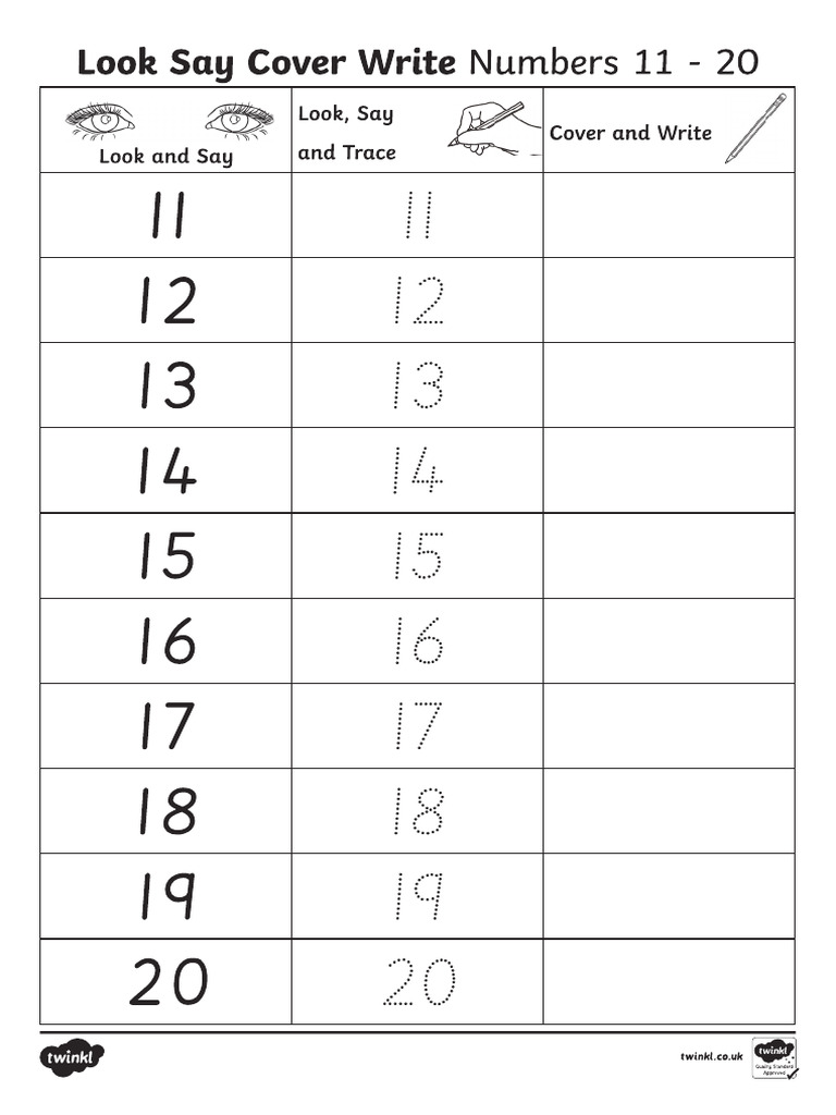 t t 2544396 Number Formation 11 to 20 Look Trace and Write Activity ...