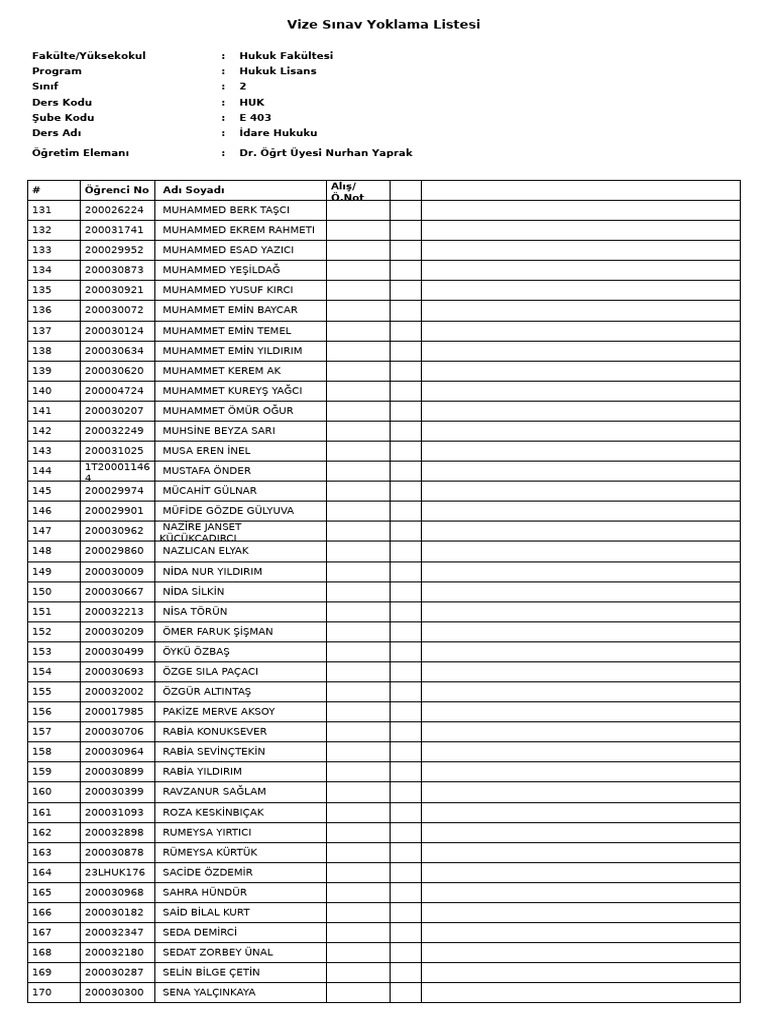 Idare Hukuku 1 Vize SÄ Nav YoklamasÄ E 503 | PDF