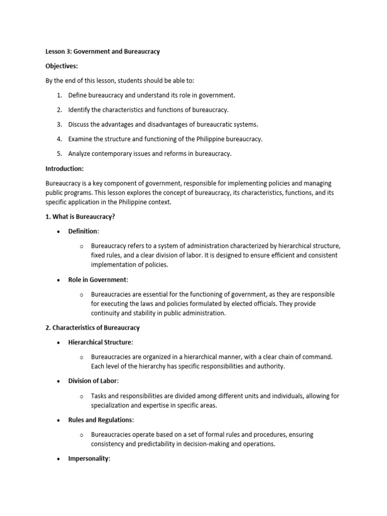 Lesson 3 Government Bureaucracy | PDF