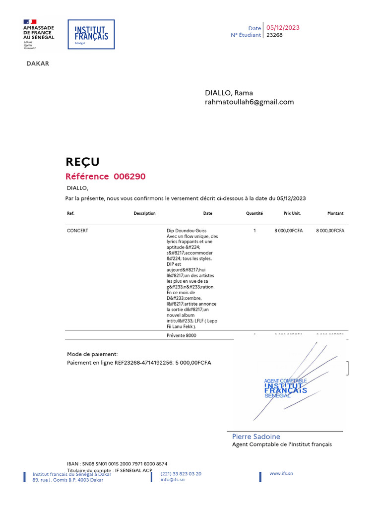 Concert Dip Doundou Guiss Reçu 2023 | PDF | Francophonie