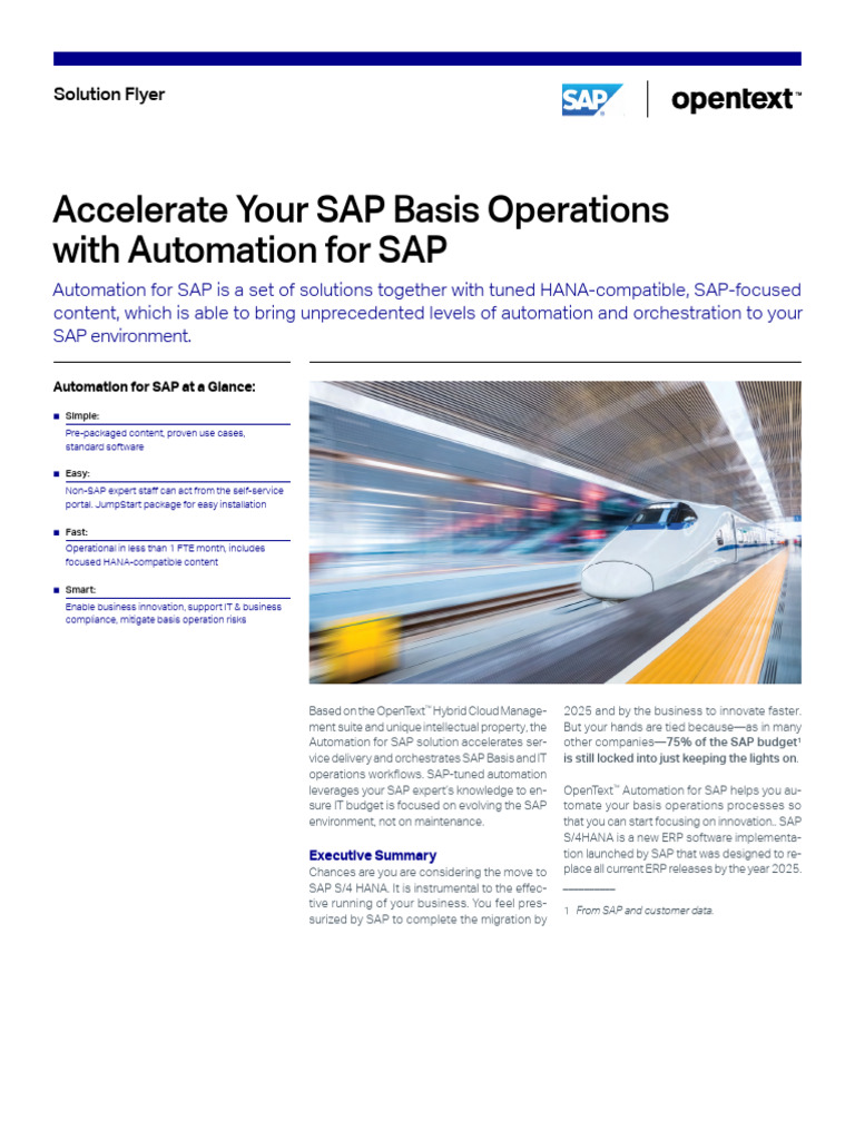 Accelerate Your Sap Basis Operations With Automation For Sap Hana Flyer ...