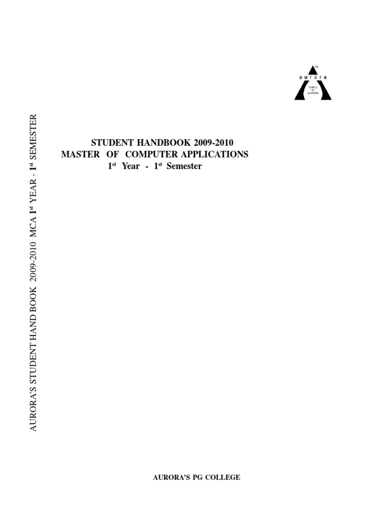 MCA I Year - 1st Sem Hand Book - 2010 - 2011 | PDF | Master Of Business ...