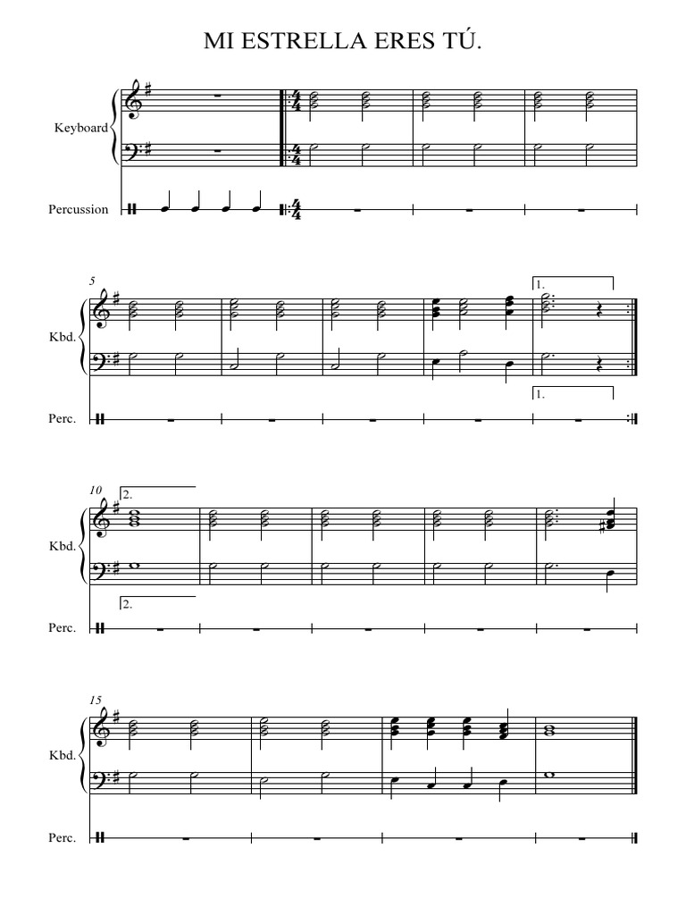 Acompañamiento Piano Mi Estrella Eres Tú | PDF