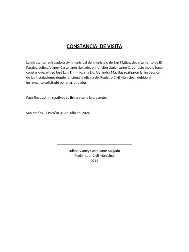 Constancia de Visita | PDF