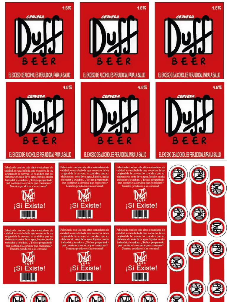 Etiqueta Botelle Duff Imprimir | PDF