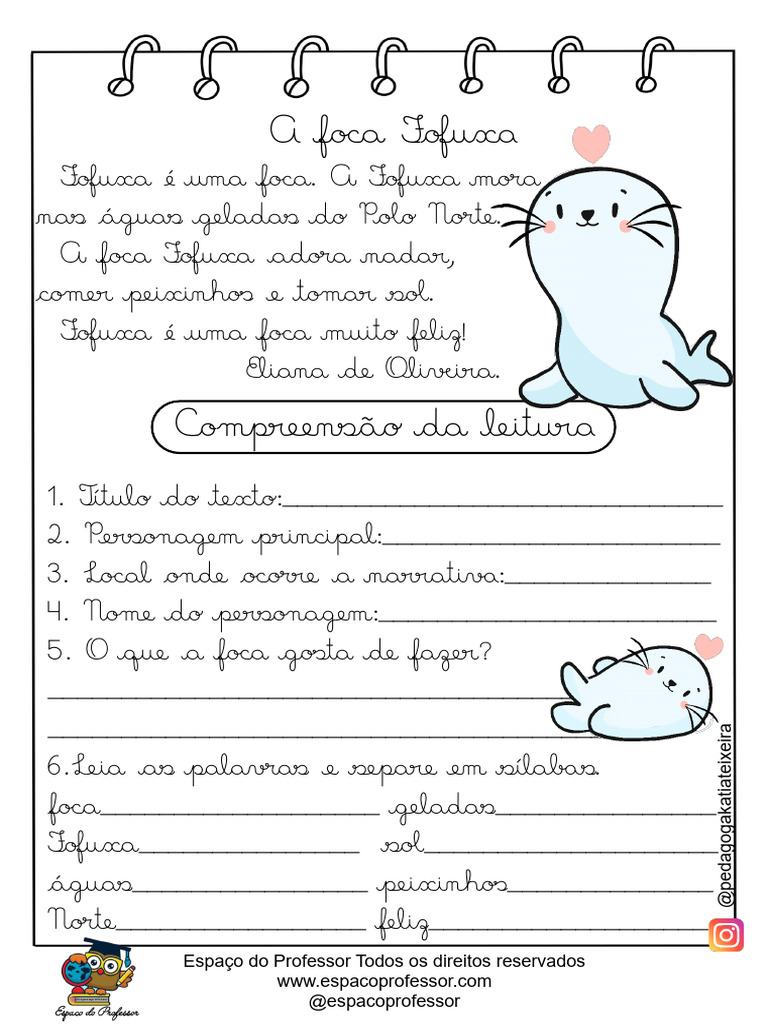 A Foca Fofuxa Com Interpretacao | PDF