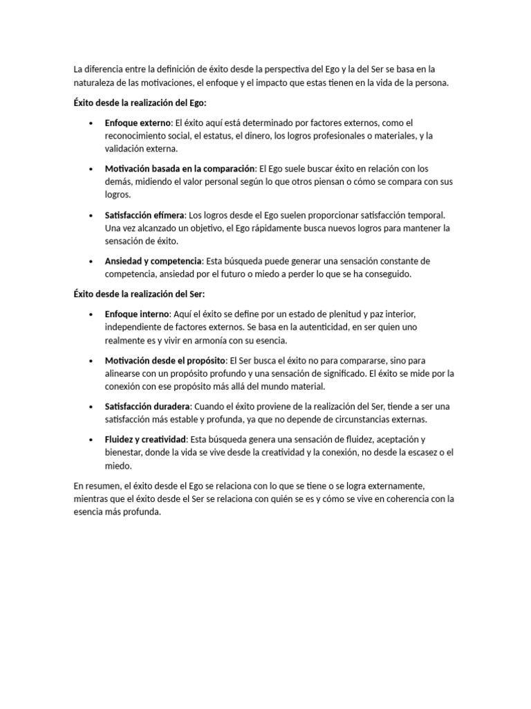 Exito Ser VS Ego | PDF