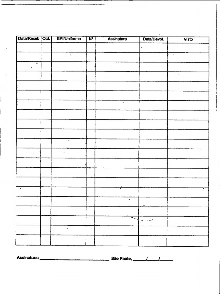 Formulario De Epi - Free Word Template