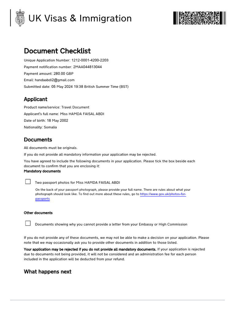 Abdi Hamda Faisal 2024-05!05!18-38 Checklist | PDF