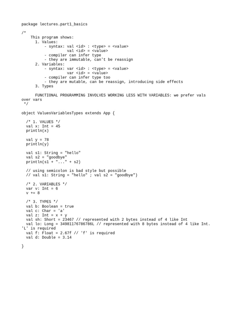 Values Variables Types | PDF