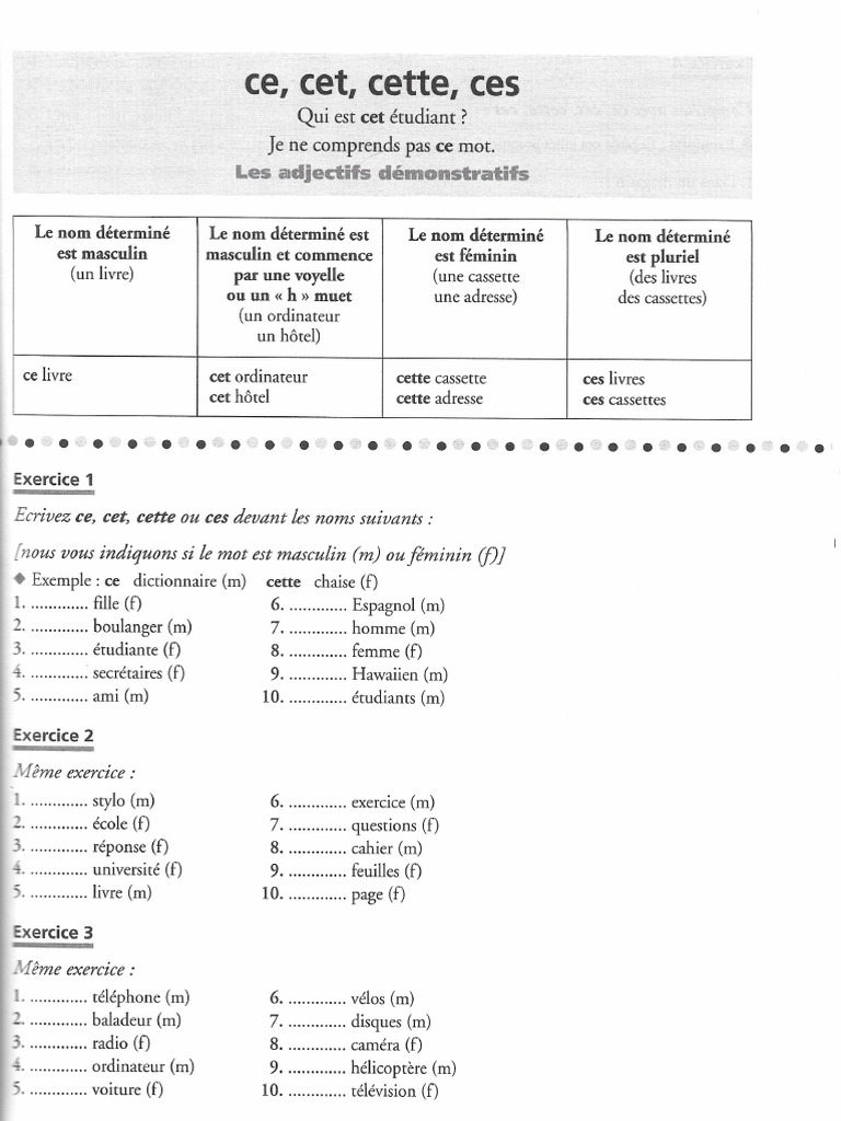 A1 Les Adjectifs Dmonstratifs U4 | PDF