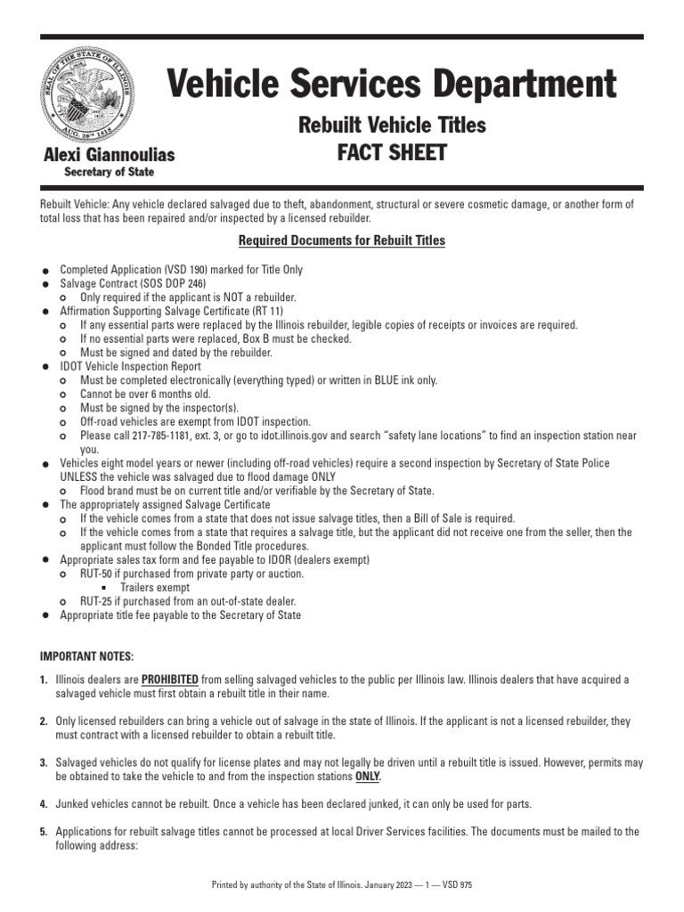 Salvage Title Information | PDF | Vehicles | Finance & Money Management