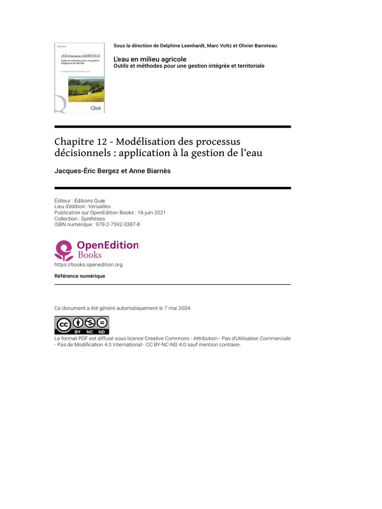 Chapitre 12 - Modélisation Des Processus Décisionnels: Application À La ...