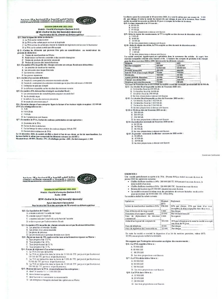 Les Exams Fiscalité | PDF